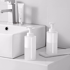 UUJOLY Foaming Soap Dispenser, 17 OZ Refillable Plastic Soap Pump Bottle for Liquid Soap, Shampoo, Body Wash, 2 Pcs, Clear