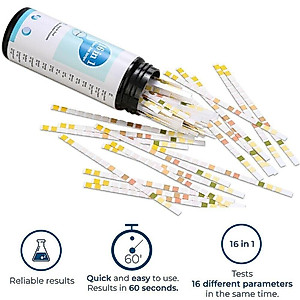 KAKAA 16 in 1 Drinking Water Test Kit Test Strips detect pH Hardness Chlorine Lead Iron Copper Nitrate Nitrite Home Water Purity Test Strips for Aquarium Pool Well Tap Water (50 PCS)