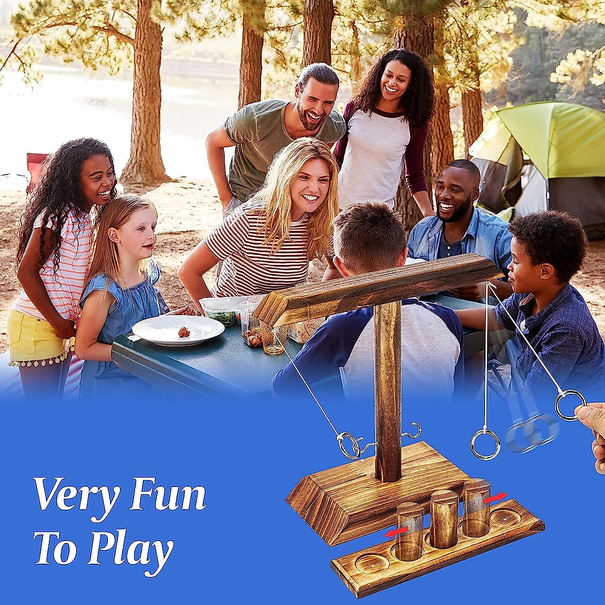 DreamToyz Ring Toss Games for Adults, Ring Toss Game, Outdoor Indoor Handmade Wooden Hooks Fast-paced Interactive Game for Bars, Home, Party, 15.7" X 13" Large Size, Brown