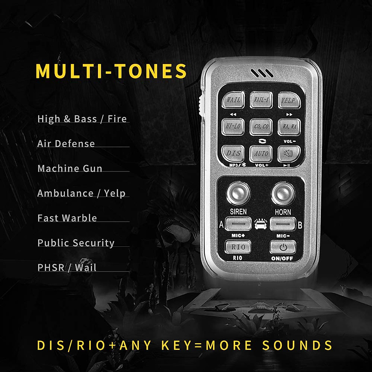 YHAAVALE Car Police Siren 400W Signal Division PA System 940 Wireless Amplifier+2pcs Ultra Slim Metal Speaker Electronic Emergency Horn Sound System for Police Cars Fire Trucks