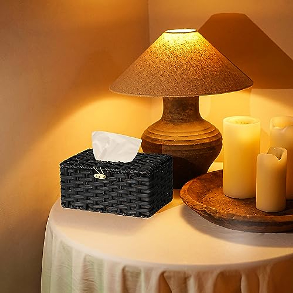 GRANNY SAYS Tissue Box Cover Rectangular, Tissue Box Holder, Waterproof Tissue Holders for Bathroom, Tissue Cover Box with Bottom, Decorative Facial Tissues Cube Box, Brown