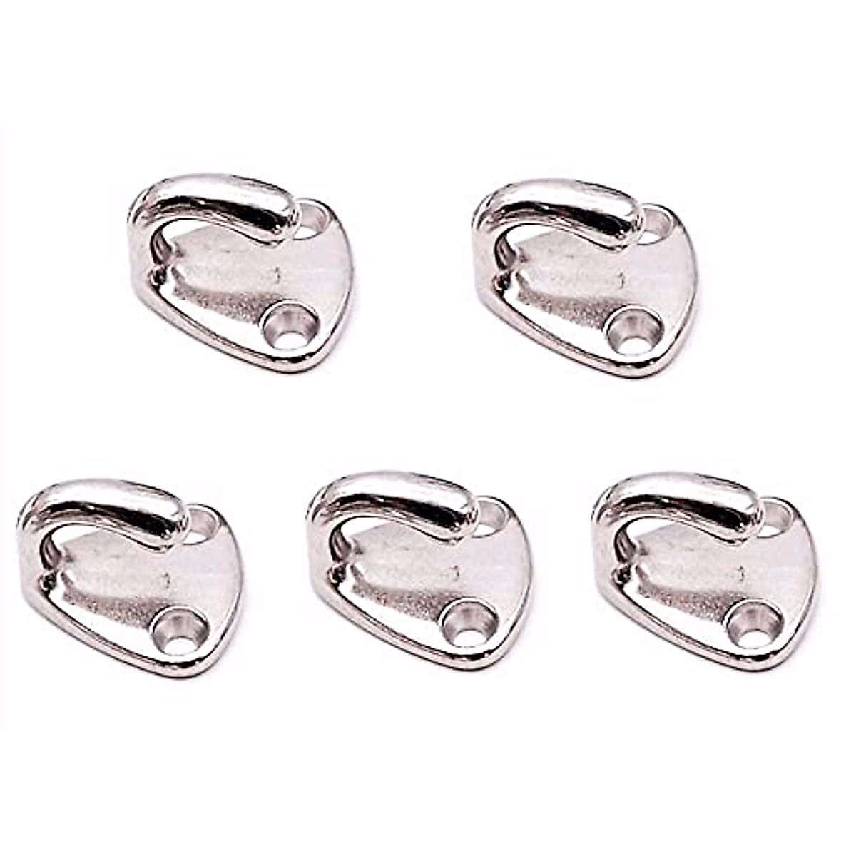 5pcs 316 Stainless Steel Boat Eye Fender Hook, Silver Mini Pad Eye Marine Sailing 27mm x 27mm Boats Accessories