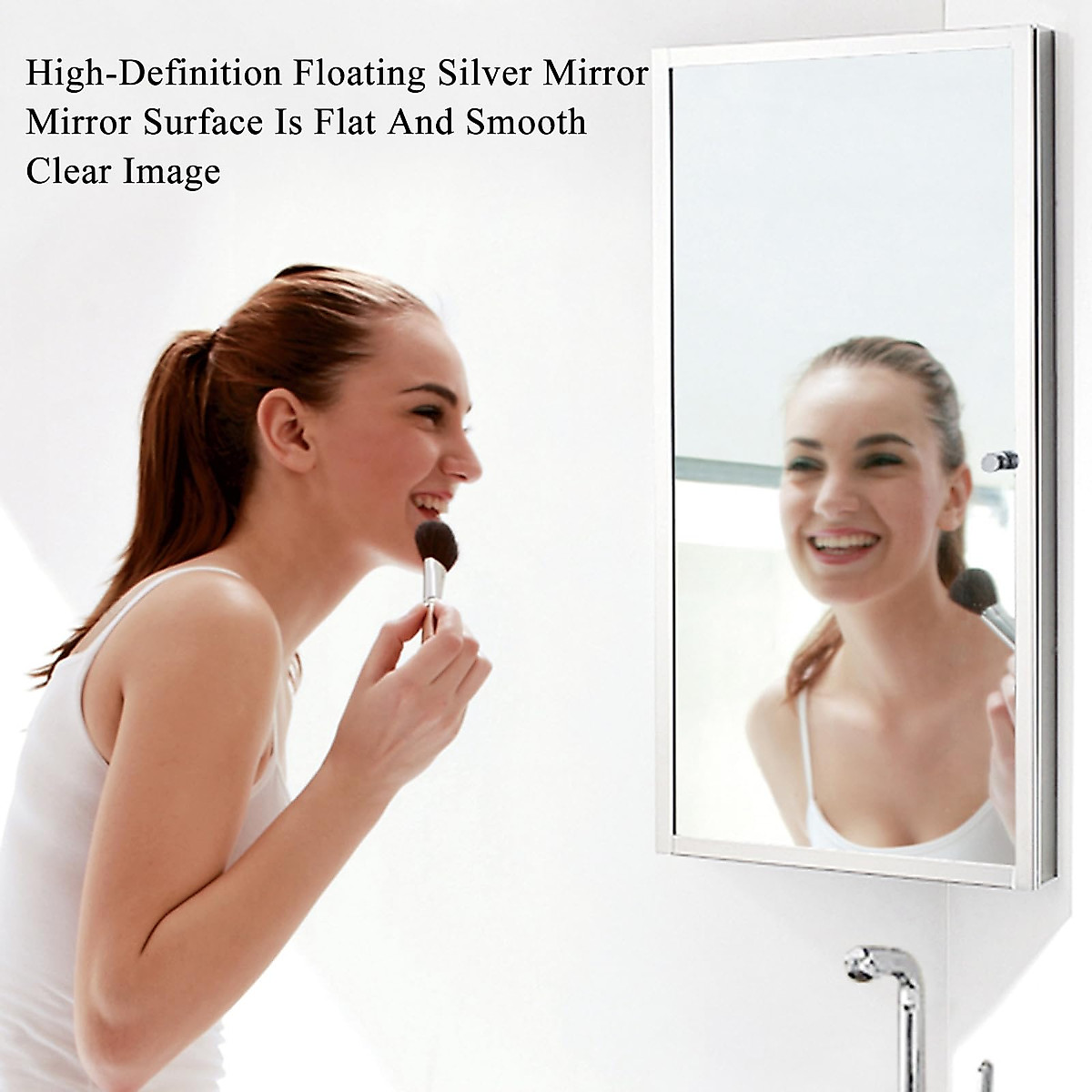 11.81" x23.6"x8.2" Bathroom Corner Medicine Cabinet W/Mirror Bright Stainless Steel Wall Mounted Mirror Cabinet Hanging Triple Shelf Storage Cabinet Cupboard (Right Door)