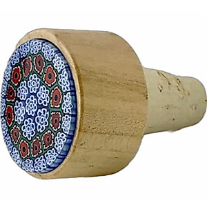 Wine Bottle Stopper – Unique gift for Dinner Host, Wine Lover, or Housewarming – a versatile wine accessory, use for Wine or Champagne – Handmade of Murano Glass and Portuguese Cork keeps wine fresher