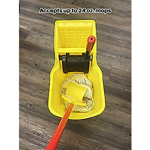 Rubbermaid Commercial Products, Mop Bucket with Wringer on Wheels, Heavy Duty All-in-One Tandem Mopping Bucket, Yellow, 31 Quart (FG738000YEL)