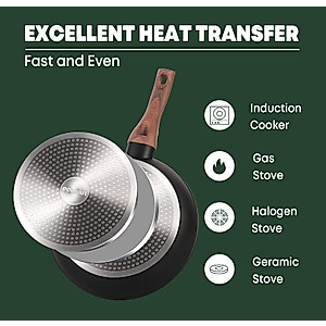 Ecowin Pots and Pans Set Nonstick 12 Pcs, Granitestone Cookware Set Nonstick, Pans and Pots Cookware Set, Induction Compatible Cooking, Dishwasher and Oven Safe,Kitchen Cookware Sets PFOA Free