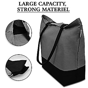 Mamlyn Cotton Canvas Tote Bag with handles, Reusable Cloth Shopping Grocery Bag, Large, Heavy Duty, Zipper Closure