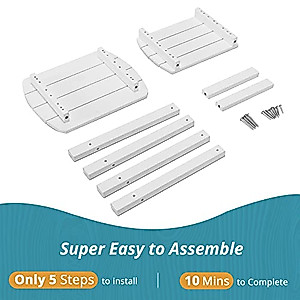 LUE BONA Adirondack Outdoor Side Table, White Poly Outdoor Patio End Table Weather Resistant, Pool Composite Plastic Morden Side Table for Patio, Pool, Porch, Garden, Lawn