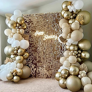 Sand White Gold Balloon Arch Garland Kit 168Pack Beige White Gold Balloons for Wedding Bridal Baby Shower Birthday Decorations Neutral Party Supplies