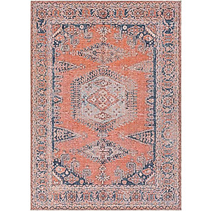 Mark&Day Washable Area Rugs, 5x7 Mackey Traditional Burnt Orange Area Rug, Orange/Beige Carpet for Living Room, Bedroom or Kitchen (5'3" x 7'3", Machine Washable)
