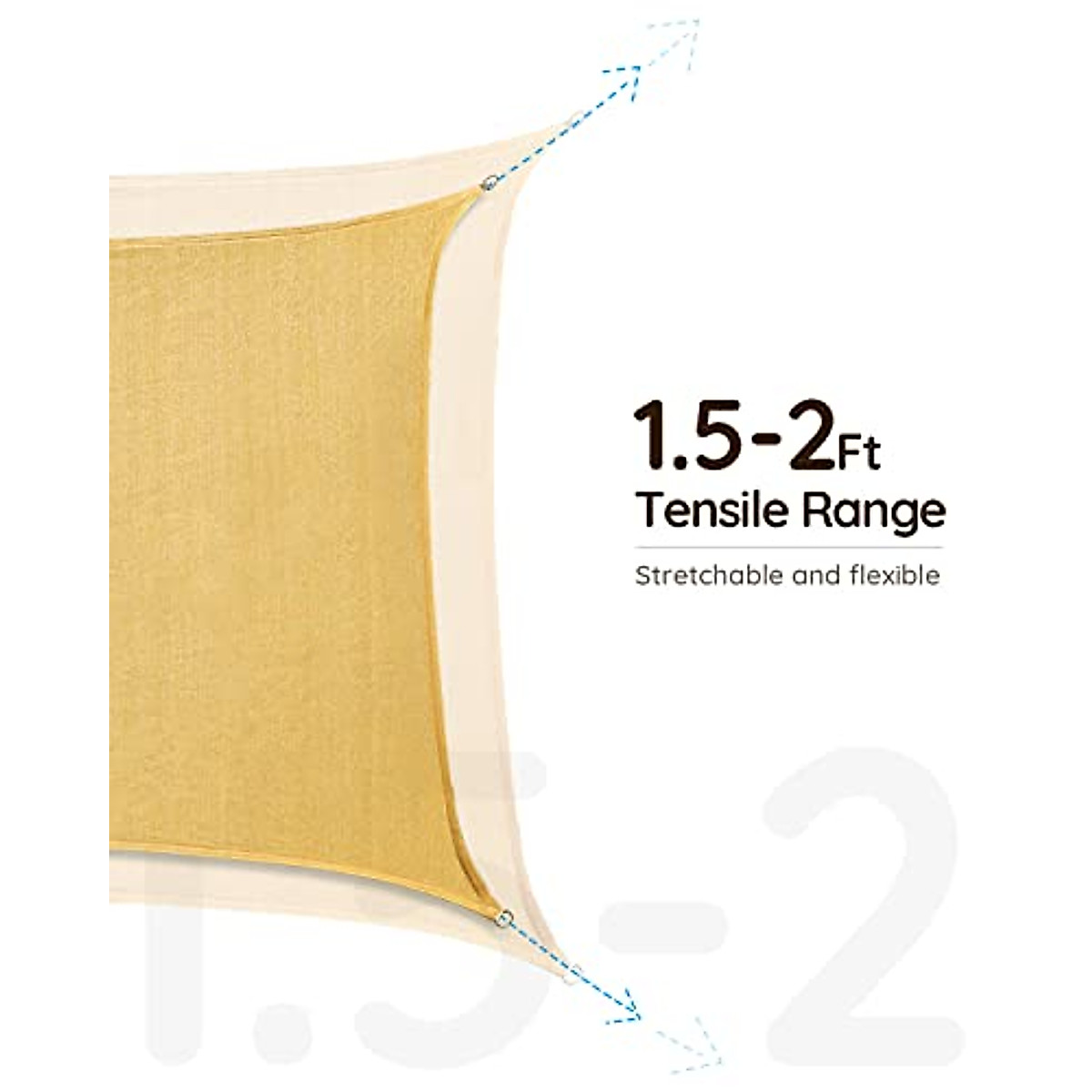 Quictent 24x24ft Fire Retardant 185G HDPE Sun Shade Sail with Hardware Kits Canopy 98% UV Block Outdoor Patio Garden (Sand)