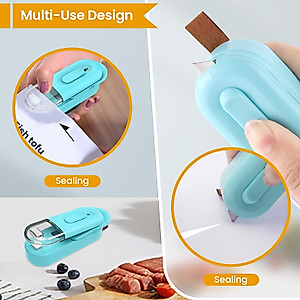 Mini Bag Sealer, Handheld Heat Vacuum Sealer, 2 in 1 Heat Sealer with Cutter and Lanyard for Chips Plastic Bags Food Storage and Snacks Keep Fresh Portable Re-sealer.