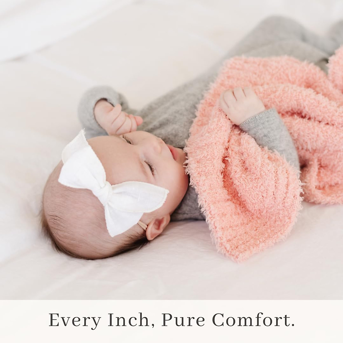 SARANONI Bamboni Luxury Baby Blanket | Plush Blanket for Infant Boys & Girls | Receiving Blanket 30” x 40” | Peach