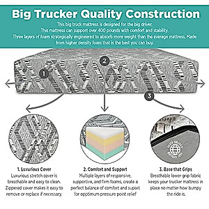 Big Trucker-Firm Layered Foam Truck Mattress Specifically Designed for Larger Drivers, 80" x 38" x 7"