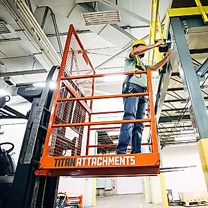 Titan Attachments Forklift Safety Cage 45" x 43", 2 Person Design with 1,200 LB Loading Capacity, Forklift Man Basket, Provide Safety for Most Aerial Jobs, Collapsible Work Platform