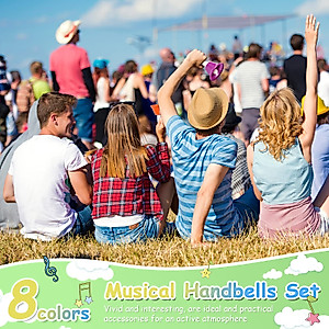 Nuanchu 8 Note Hand Bells for Kids, Musical Handbells Set Colorful Hand Bells Instruments Music Bells for Toddlers Children Adults Musical Percussion Instrument Toy for School Church Wedding Family