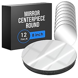 Houseables Mirror Centerpieces, Round Mirror Tray, 12 PK, 8”, Mirror Centerpieces for Tables, Round Mirrors for Centerpieces, Mirror Trays for Centerpieces, Centerpiece Mirrors, Mirror Charger Plates