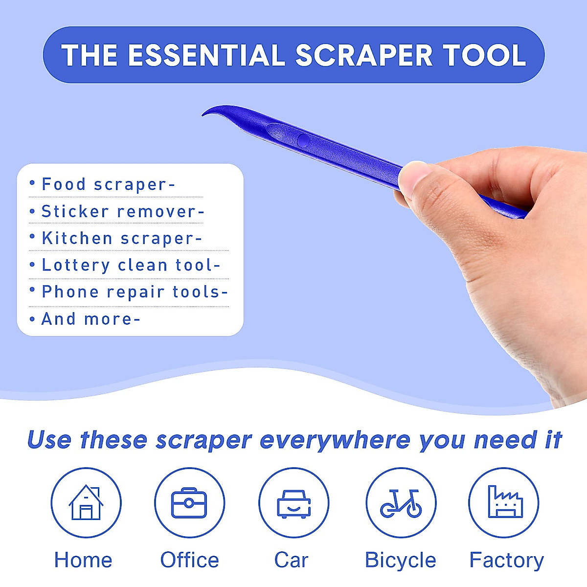 9 Pieces Plastic Scraper Tool Scratch Free Plastic Scraper Cleaning Pen-Shaped Scraper Tool Stiff Multipurpose Label Scraper for Tight Spaces, Kitchen, Crevices, Food, Paint (Blue)