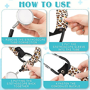 4 Pieces Stethoscope Covers with Removable Tube Handmade Stethoscope Accessories for Nurses Doctors (Bright Style)