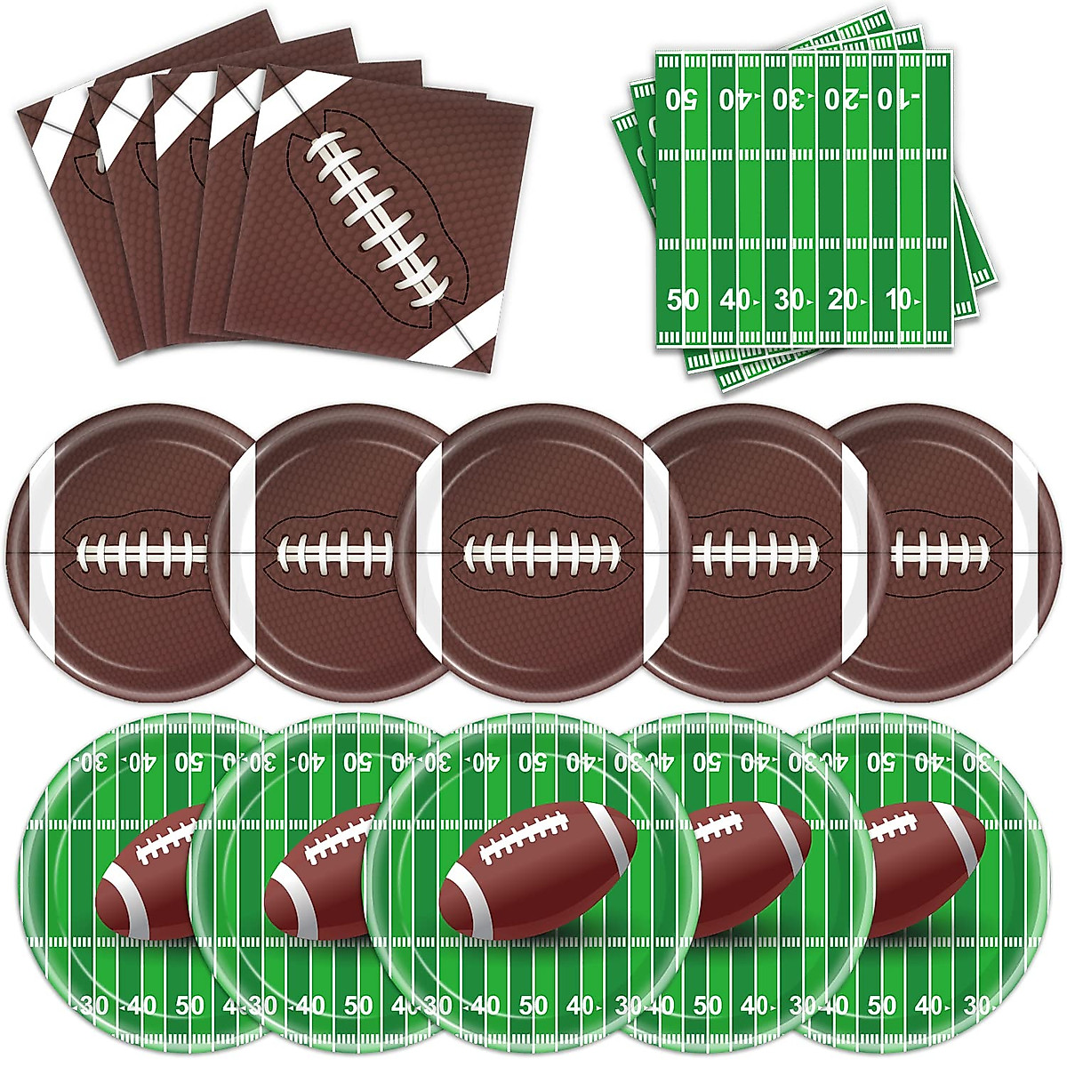 96 PCS Football Party Supplies Plates and Napkins Tableware Set Football Theme Party Decorations Including Paper Plates Napkins Cups for Football Birthday Party, 24 Guests
