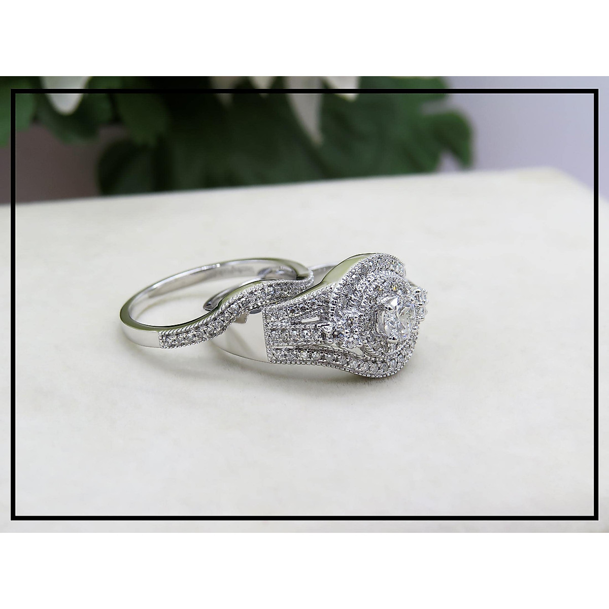 Dazzlingrock Collection 1.00 Carat (Cttw) 14k Round Diamond Women Vintage Engagement Ring Set 1 CT, White Gold, Size 8