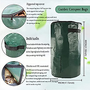 Compost Bins Outdoor, Garden Compost Bag, Reusable Garden Yard Waste Bag, Collapsible Leaf Lawn Bags, 34 Gallon (Black 1 Pack) (Green)