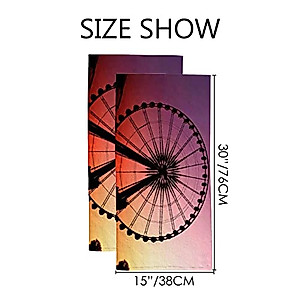 Hand Towels Face Towels Set of 2 Ferris Wheel Twilight Time Soft Comfortable Polyester Microfiber Fast Water Absorbent Towels for Bathroom Kitchen 30X15 Inch