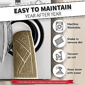 SlipToGrip Universal Door Mat, Plaid Design - Khaki, 42 x 35 - Anti Slip, Durable and Washable, Outdoor and Indoor Floor Welcome Mat Door Mat Entry -Rug for Garage, Patio, Front Door, Dust Absorbent