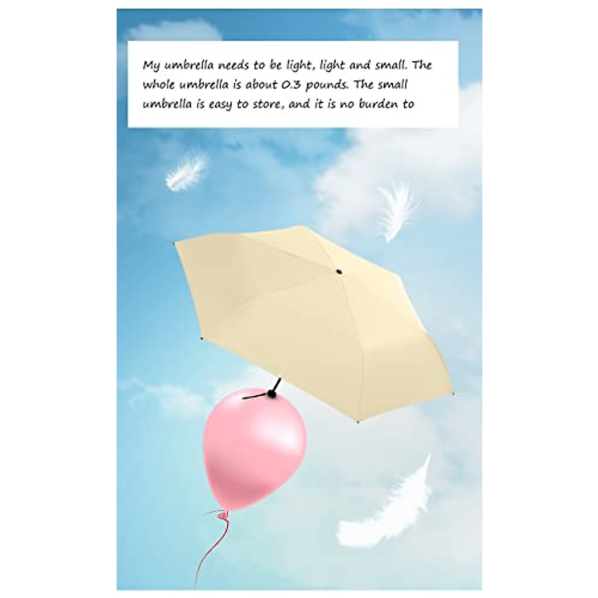 Ultra-light travel umbrella, foldable, ultra-compact and portable, carbon fiber shaft, anti-ultraviolet and windproof umbrella (Pea green)