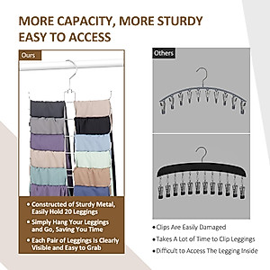 ZEDODIER Legging Organizer for Closet Hanging, Rotatable Sturdy Yoga Pants Hanger Holds 20 Leggings, Space Saving Closet Organizers and Storage, Silver