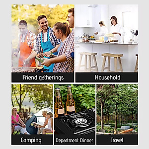 Portable Butane Stove | Single Burner Gas Stove | Camping & Backpacking Essential | Emergency Stove | High Performance | Double Wind Guard Burner (Black)