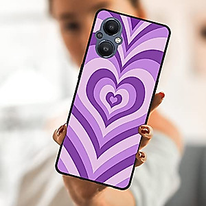 zaztify Compatible with OnePlus Nord N20 5G, Purple Heart Tunnel Center Love Swirl Cute Pattern Shockproof Protective Anti-Slip Thin Slim Soft Phone Case Cover Shell