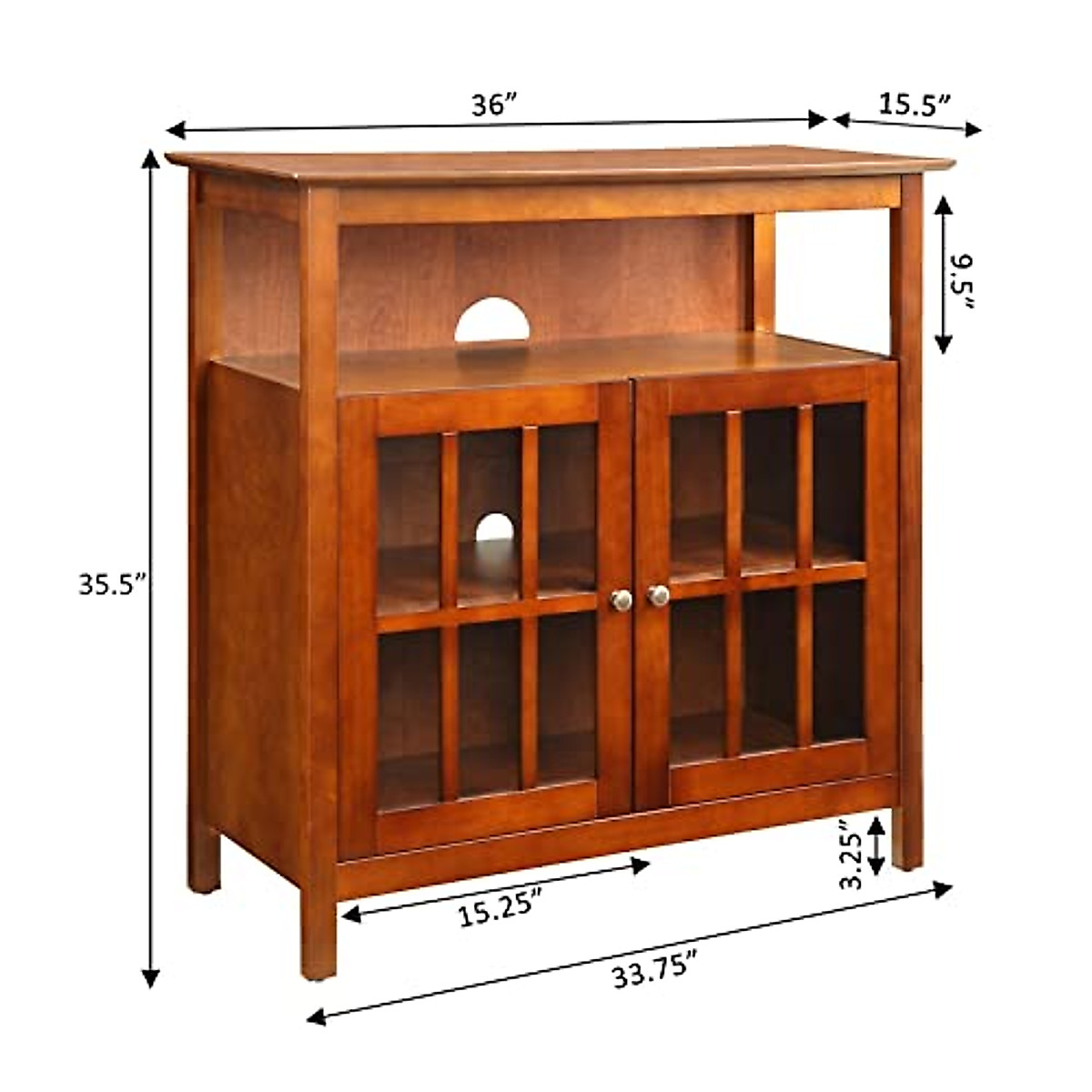 Convenience Concepts Big Sur Highboy TV Stand with Storage Cabinets Home_Furniture_and_Decor, Cherry