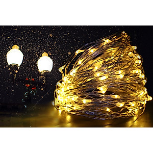 XUNATA Solar String Lights, 66Ft 200 LED 8 Modes Copper Wire Indoor Outdoor Starry String Lights, Waterproof Solar Decoration Lights for Gardens, Homes, Parties (Warm White)