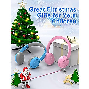 New bee Kids Headphones for School with Microphone HD Stereo Safe Volume Limited 85dB/94dB Foldable Lightweight On-Ear Headphone for Boys/PC/Mac/Android/Kindle/Tablet/Pad (Blue)