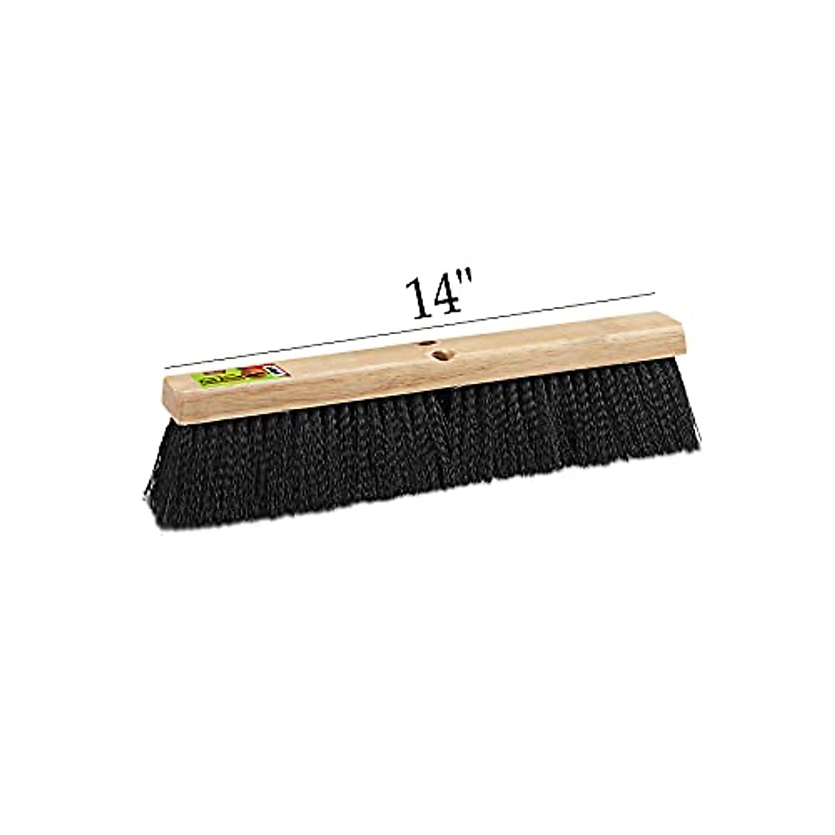 Unvert Black Indoor Push Broom Head – Heavy Duty Hardwood Block – Polypropylene Bristles – Deck Scrub Brush – Two Threaded Handle Holes for Better Assist (14")