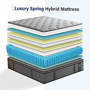 Slecofom 12 Inch Full Mattress, Firm Hybrid Full Size Mattress in a Box, Pressure Relief Cool Gel Memory Foam, Breathable Knitted Cover, Pocket Spring with Motion Isolation, Fiberglass-Free