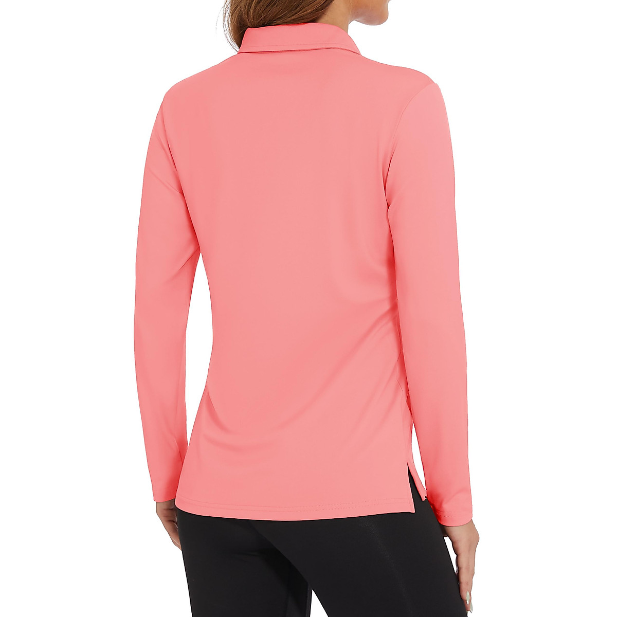 MAGCOMSEN Women's Fishing Polo Shirts Long Sleeve Collared UPF 50+ Quick Dry Performance Rashguard for Women Activewear Pink,M