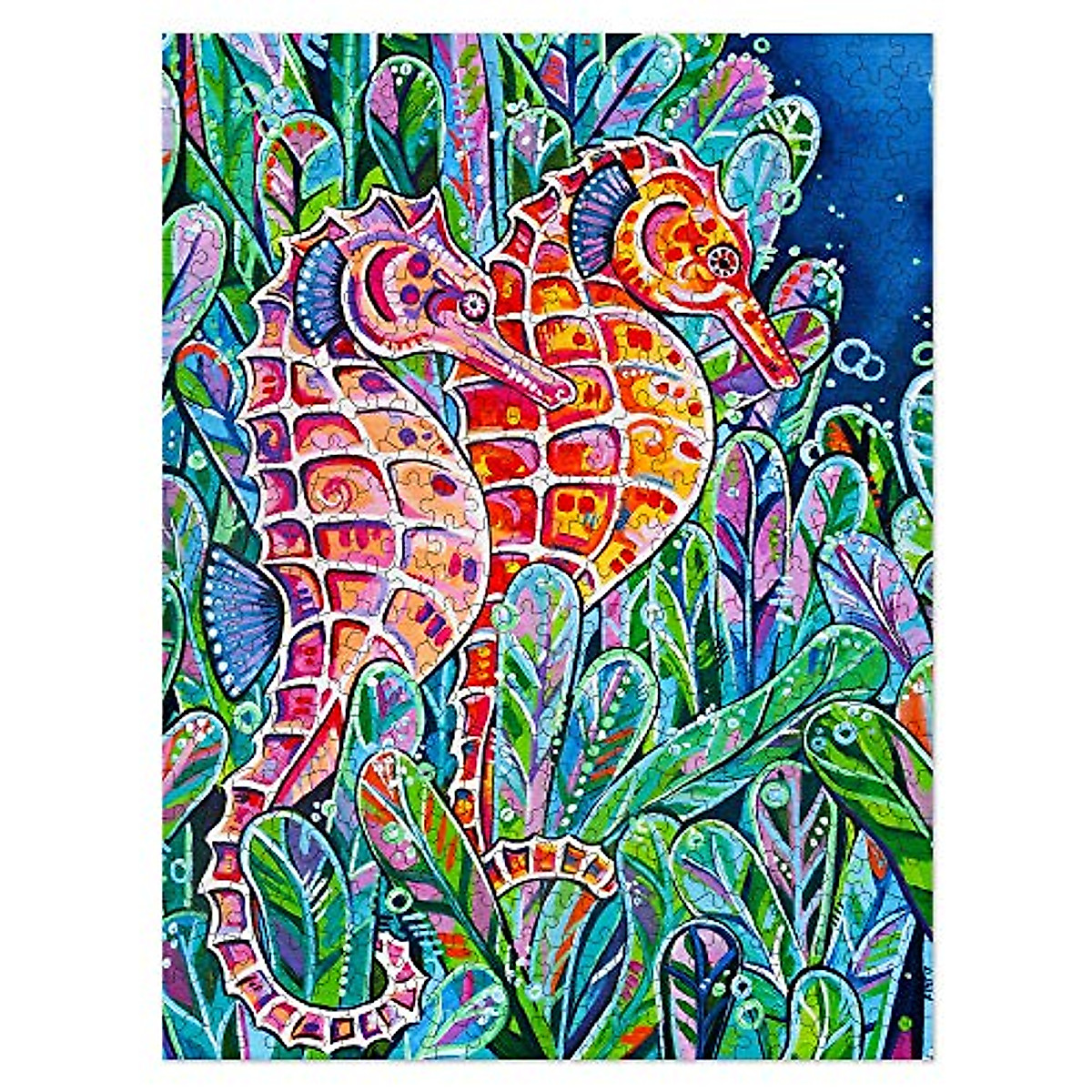 Americanflat 500 Piece Jigsaw Puzzle, 18x24 Inches, Seahorses Art by Eve Izzett