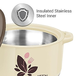 MILTON Orchid 1500 Inner Steel Casserole, 1260 ml, Light Brown | PU Insulated | BPA Free |Odour Proof | Food Grade | Easy to Carry | Easy to Store | Ideal for Chapatti | Roti | Curd Maker