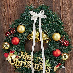 Keypan Ivory White Velvet Ribbon Double-Sided Handmade Glossy Fabric Trim Wooden Spool Thin Ribbons for Christmas Tree Gift Wrapping Crafts Wedding Flower Bouquet 3/8 inch x 5YD 3 Rolls