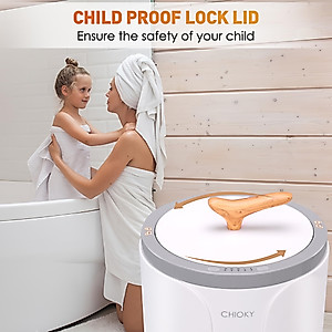 CHIOKY Towels Warmer for Bathroom, Hot Tub Large Towel Warmer Bucket with Timer and Fragrance Disc, Fits Up to Two 40"X70" Oversized Towels, Blanket, Clothes and Robe for Single or Double, White
