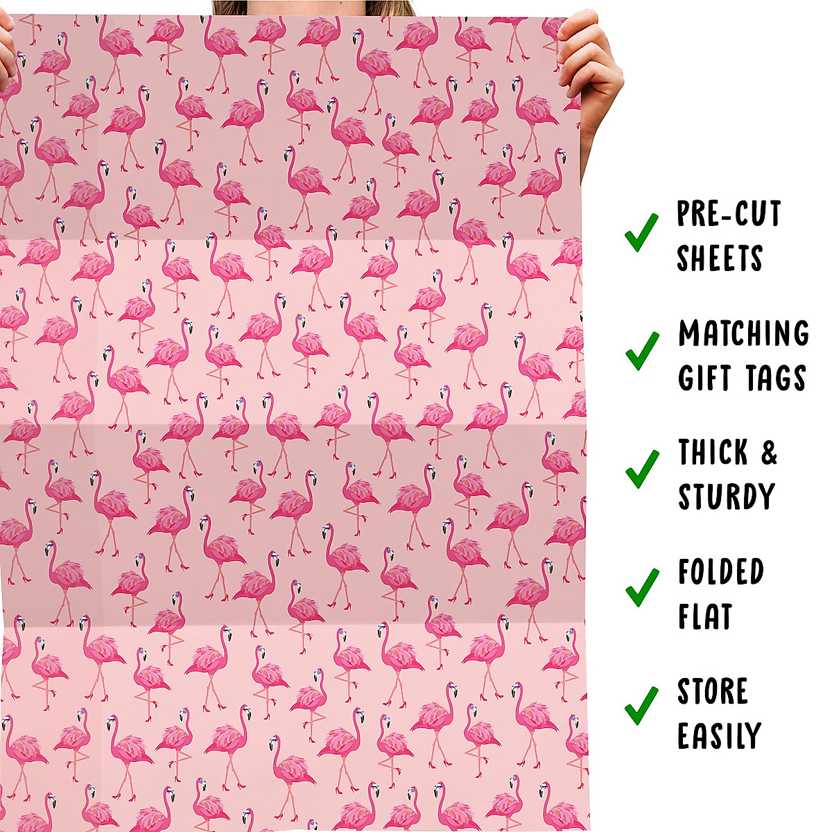 CENTRAL 23 Pink Wrapping Paper - Flamingo - 6 Sheets Birthday Gift Wrap - New Baby - Women Girls Female - Anniversary or Valentines Day Gift Wrap - Trendy - Recyclable
