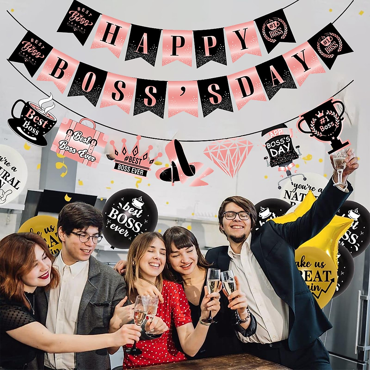 Happy Boss’s Day Banner Party Decorations Supplies - International Boss Day Hanging Banner Number 1 Boss Decoration Banner Best Boss Ever Party Decor