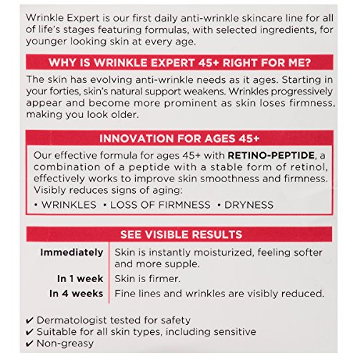 L'Oreal Paris Wrinkle Expert 45+ Anti-Aging Face Moisturizer with Retino-Peptide, Non-Greasy, Suitable for Sensitive Skin, 1.7 fl. Oz