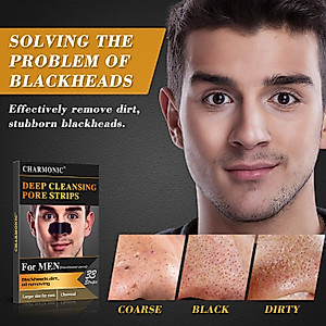 Charmonic Blackhead Pore Strips, 33 pcs Charcoal Peel Off Strips, Blackhead Remover Pore Strips for Men, Deep Cleansing Strips Remove for Nose Area and Face Oil and Blackheads