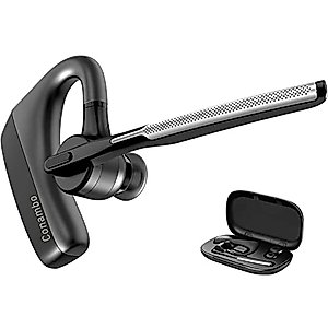 CONAMBO Bluetooth Headset V5.1, 16 Hrs HD Talktime CVC8.0 Dual Mic Noise Cancelling Hands Free Bluetooth Earpiece for Cell Phone iPhone Android Driving Business Office