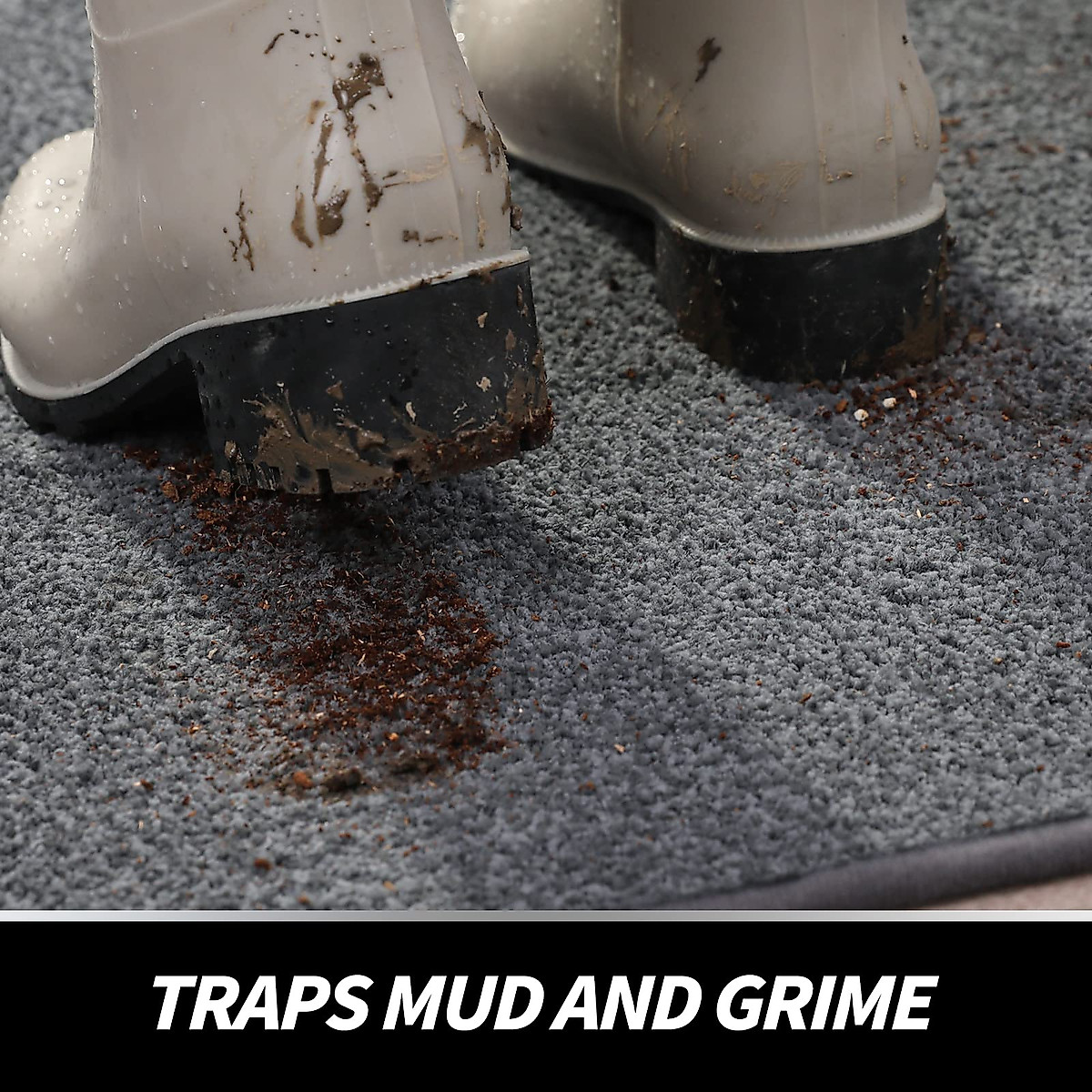 LINLA Indoor Doormat-Super Absorbs Mud Mat, Washable Non-Slip Clean Door Carpet for Outside Front Door Inside Dirt Trapper Mats Shoes Scraper, 30x18 Inches Gray