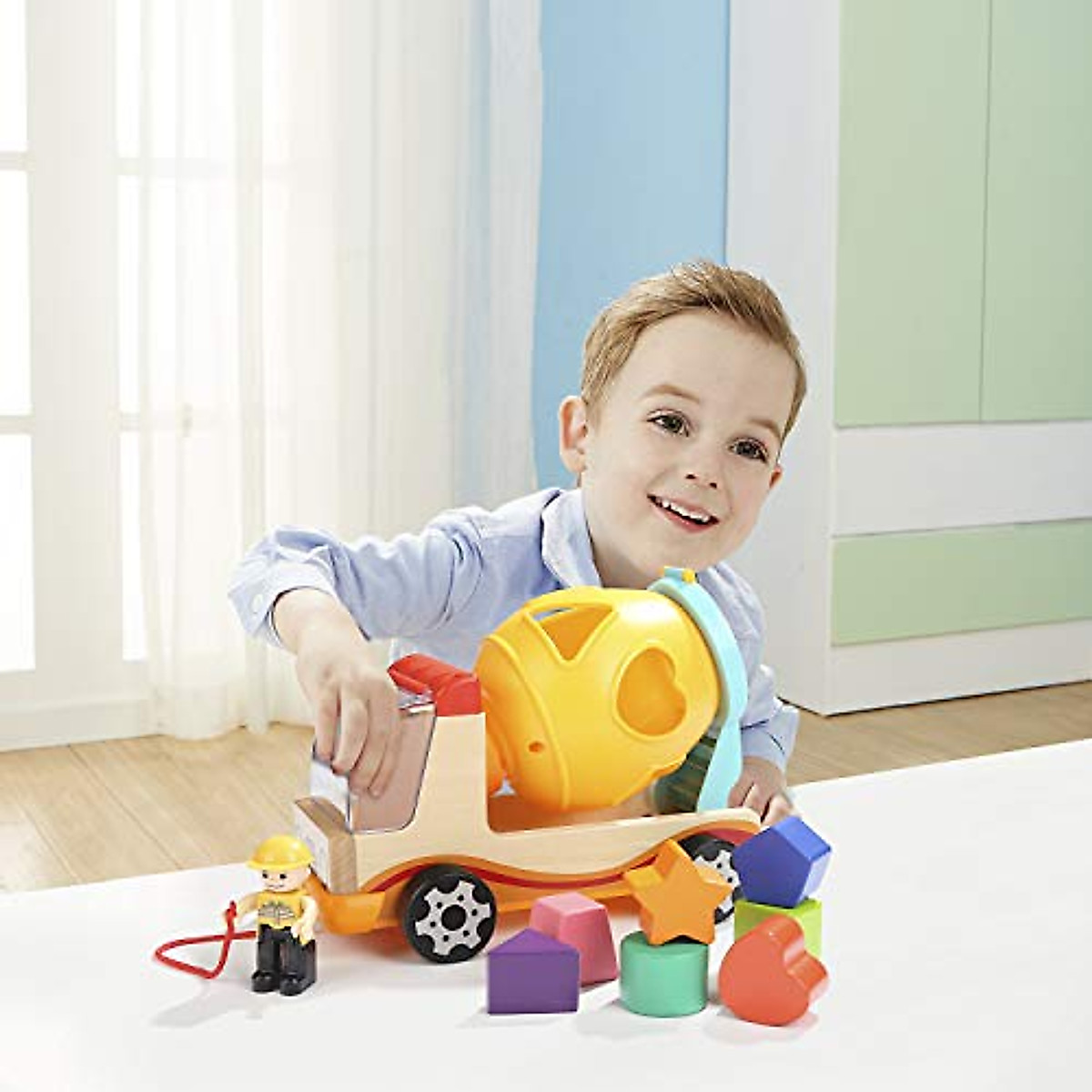 TOP BRIGHT Wooden Shape Sorter Toys for Toddlers Learning Sort and Match for 2 Year Old