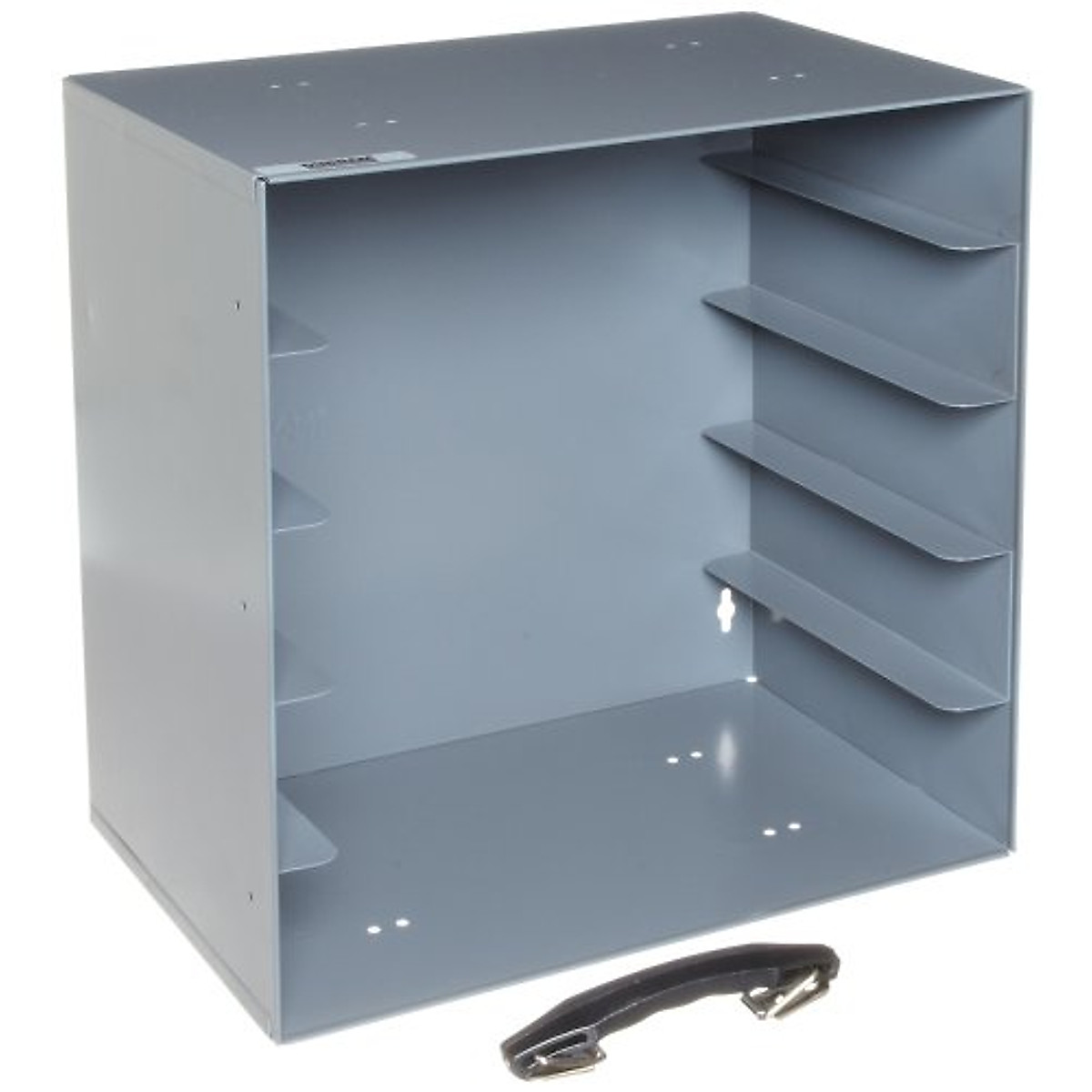 Durham 291-95 Gray Cold Rolled Steel Rack for 5 Large Plastic Compartment Boxes, 13-1/2" Width x 13-1/4" Height x 9-1/8" Depth